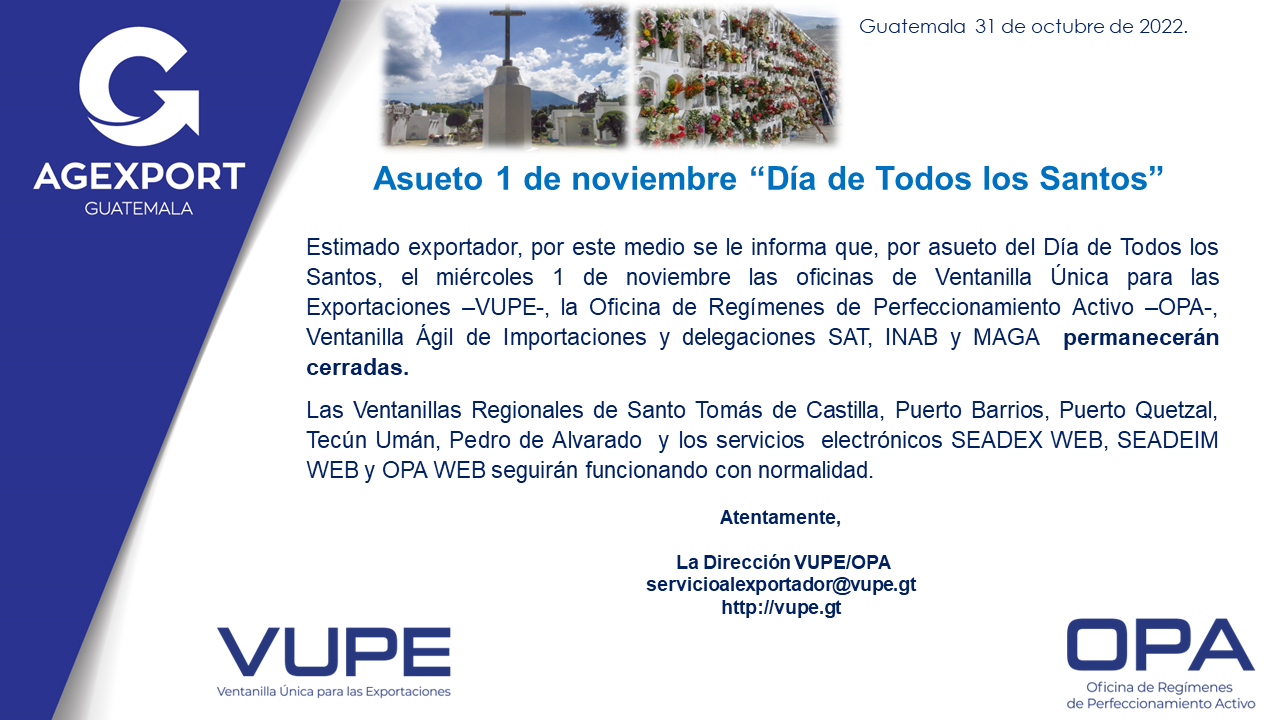 Oficinas de la VUPE permanecerán cerradas el 1 de noviembre